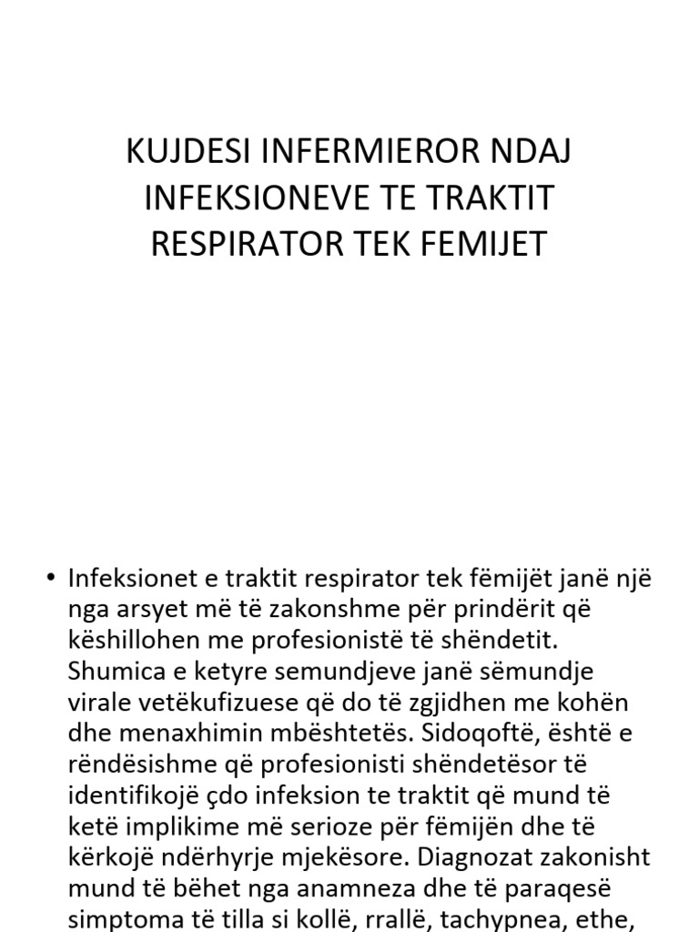Kujdesi Infermieror Ndaj Infeksioneve Te Traktit Respirator Tek Femijet ...