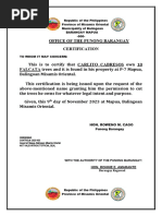 Barangay Certification-Interposing No Objection | PDF