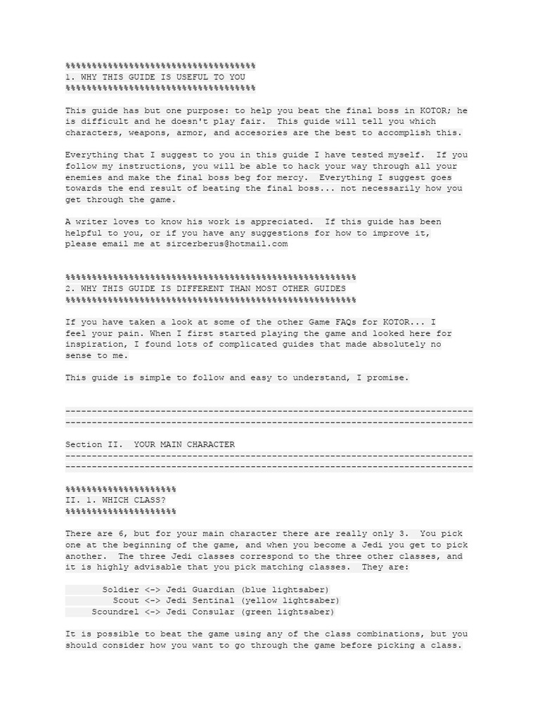 Guide For Kotor 1 | PDF