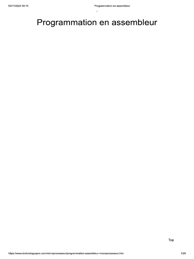 Programmation en Assembleur | PDF