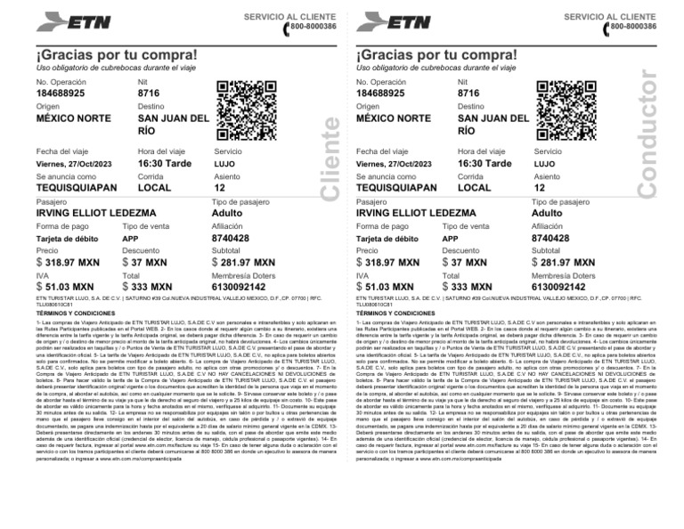 Boleto Etn 10-27-23 | PDF