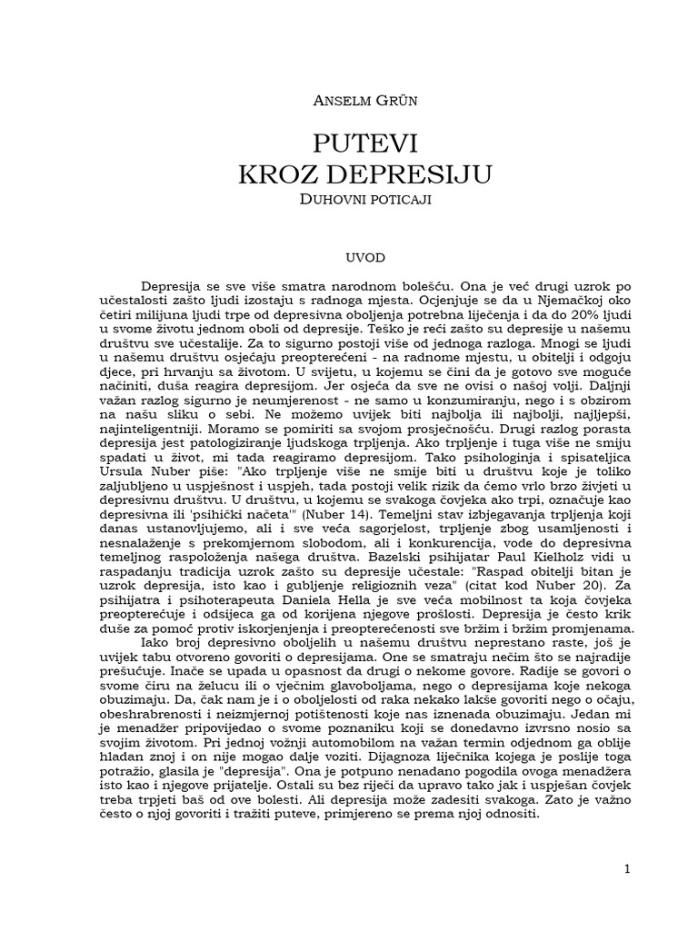 Anselm Grün - Putevi Kroz Depresiju | PDF