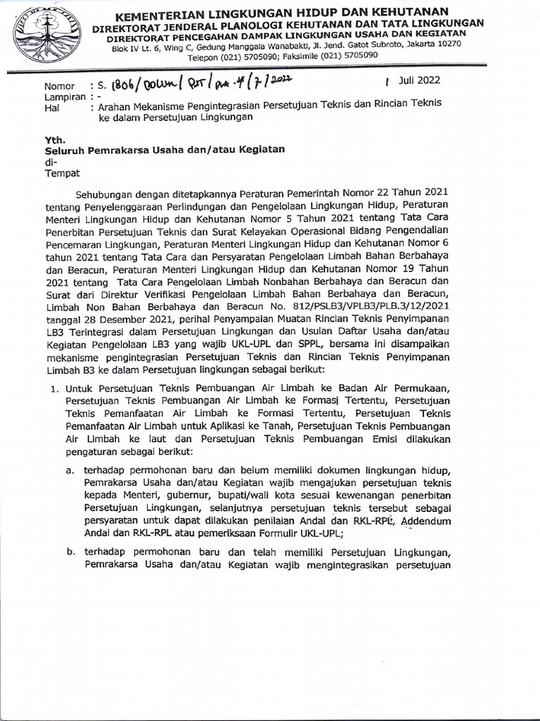 Arahan Pertek Air & Udara Dan Rintek LB3 | PDF