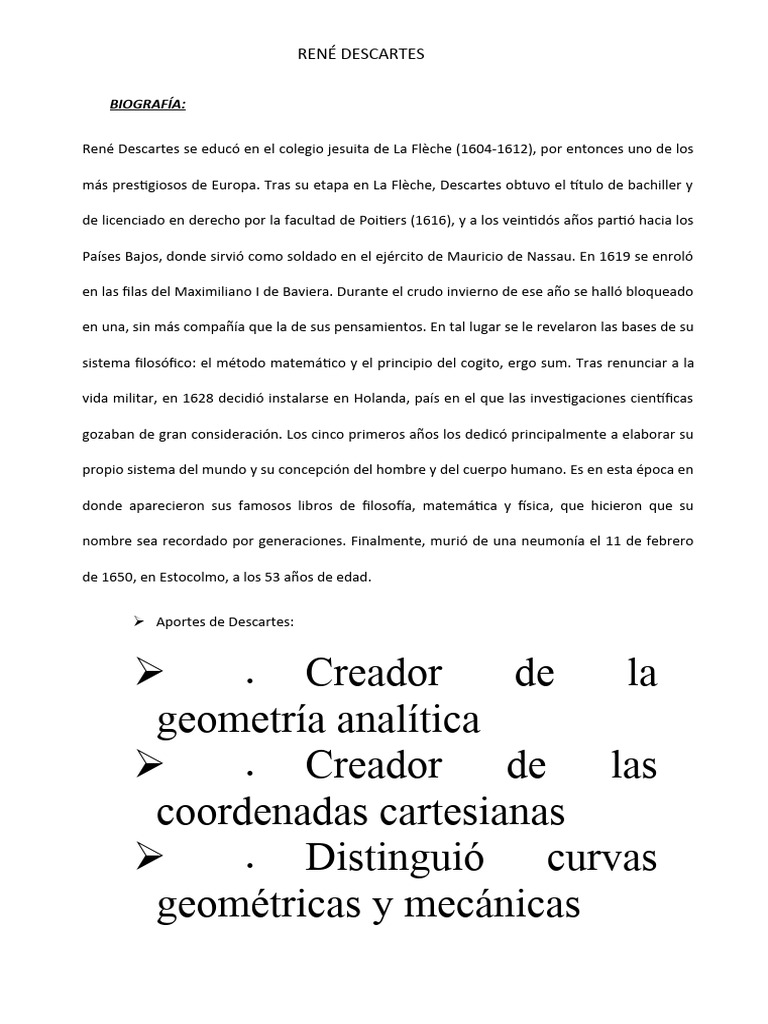 René Descartes | PDF | René Descartes | Geometría analítica
