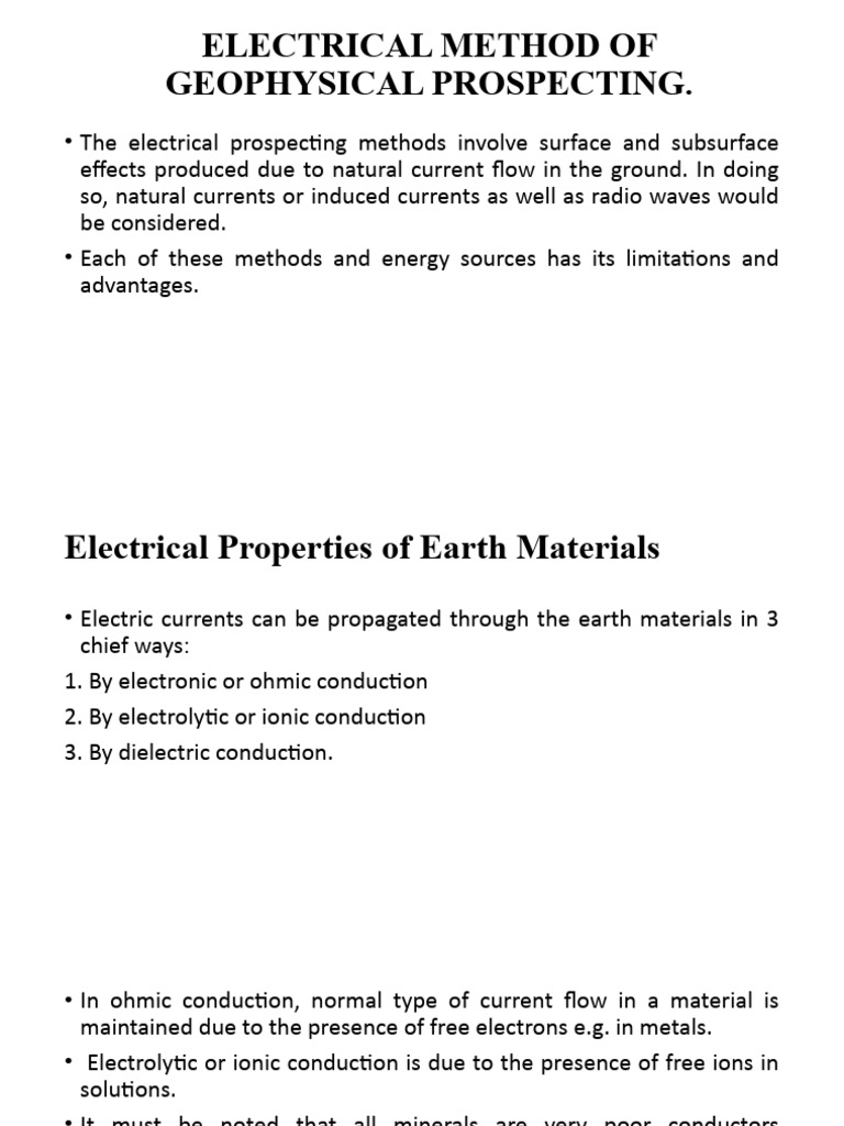 Electrical Method of Geophysical Prospecting Slides | PDF