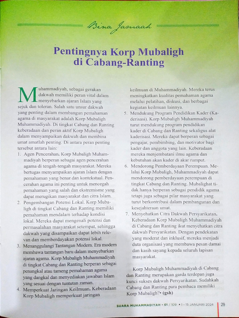 Pentingnya Korps Mubaligh Di Cabang Ranting | PDF