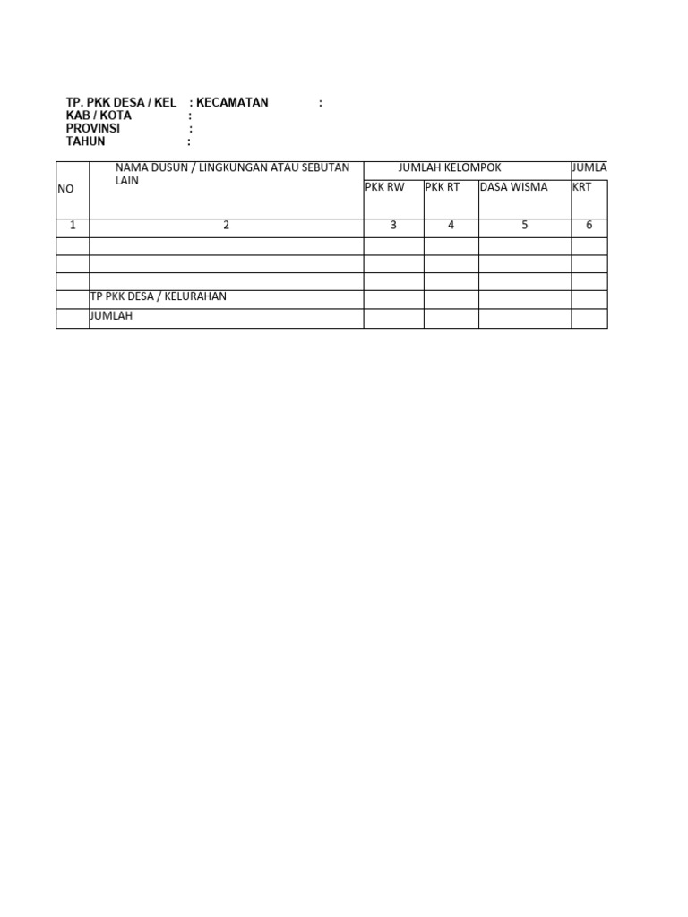 Buku Bantu 6 Data Umum PKK Desa Kelurahan | PDF