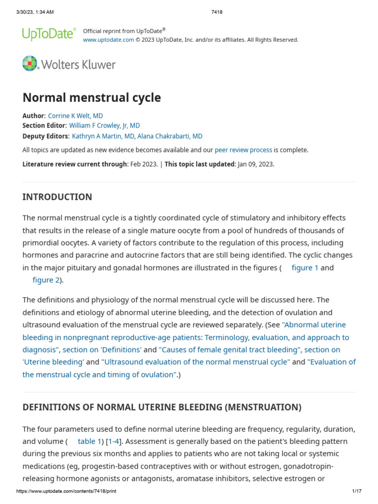 Normal Menstrual Cycle | PDF | Menstrual Cycle | Luteinizing Hormone