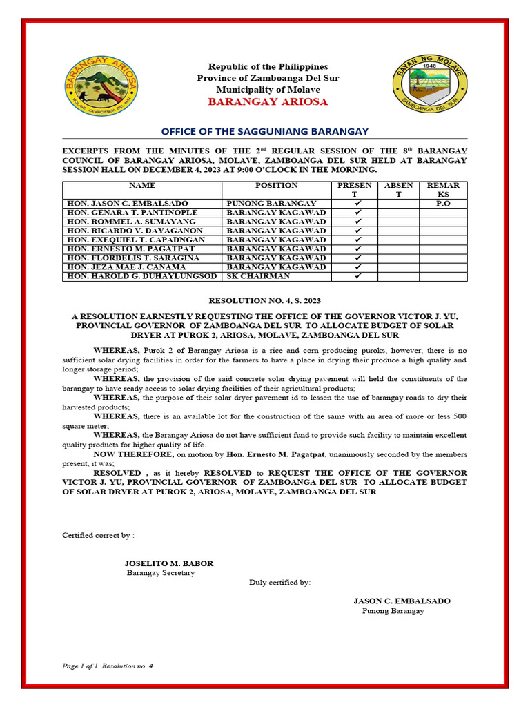 R4 Solar Dryer Resolution | PDF