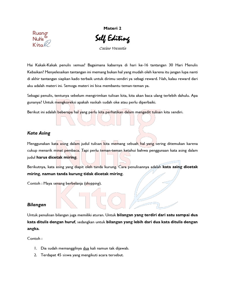 Materi 2 - Self Editing | PDF