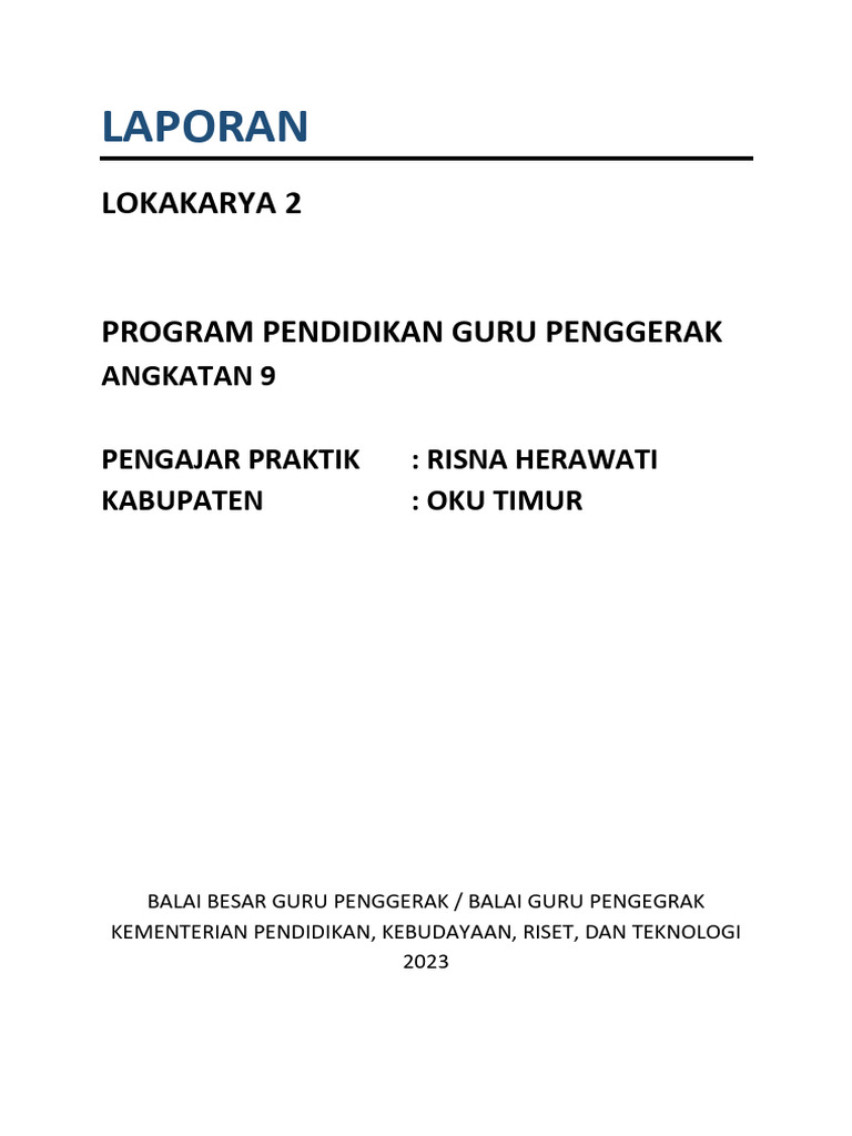 Laporan Lokakarya 2 PGP | PDF
