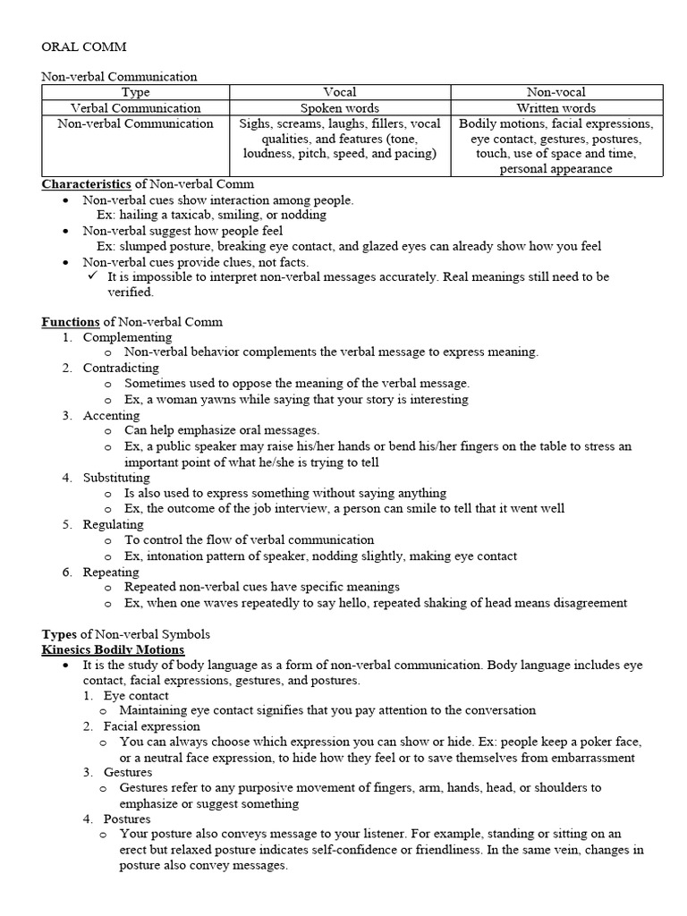 Oral Comm | PDF | Nonverbal Communication | Communication