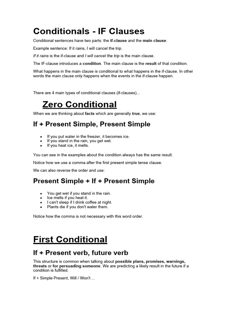 Conditionals Explanation | PDF | Verb | Linguistics