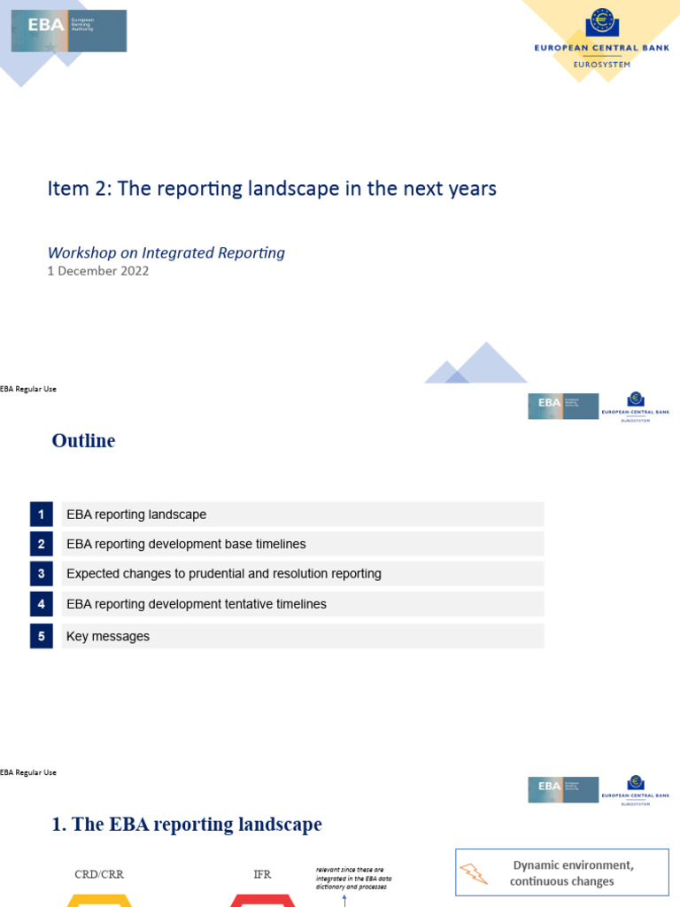 Item 7 - The Reporting Landscape in The Next Years - EBA | PDF | Information Technology ...