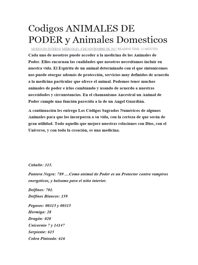 Codigos de Animales de Poder | PDF | Sabiduría | Amor