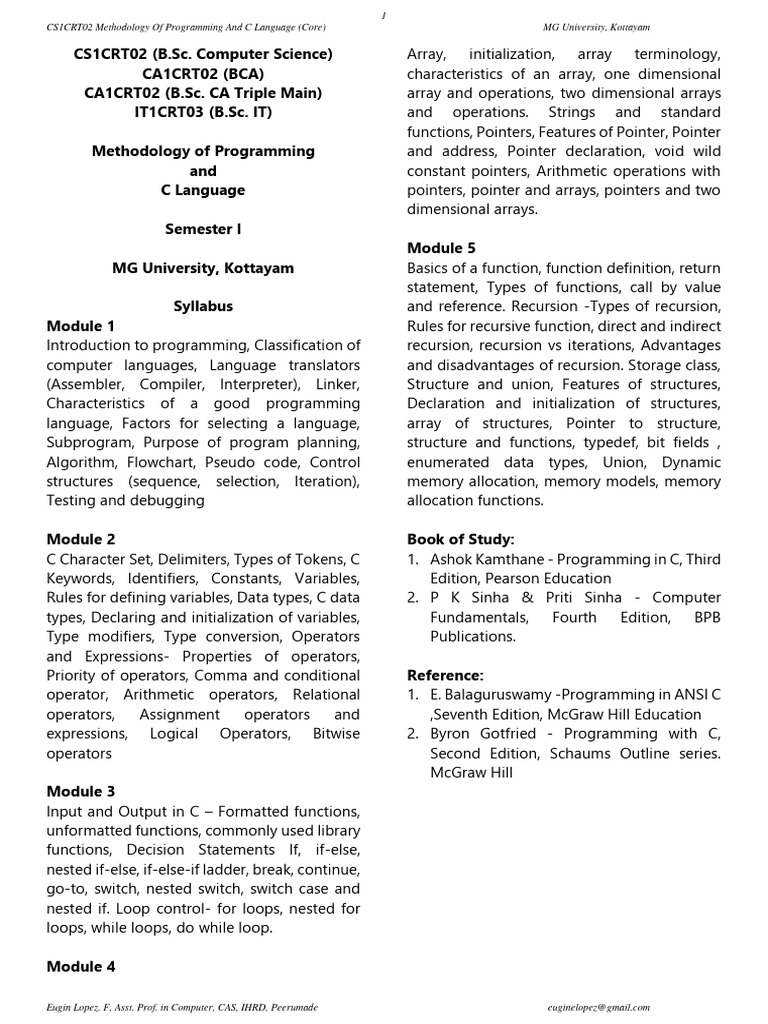 CS1CRT02 Methodology of Programming and C Language (Core) | Download ... CS1CRT02 Methodology of Programming and C Language (Core) | Download ...