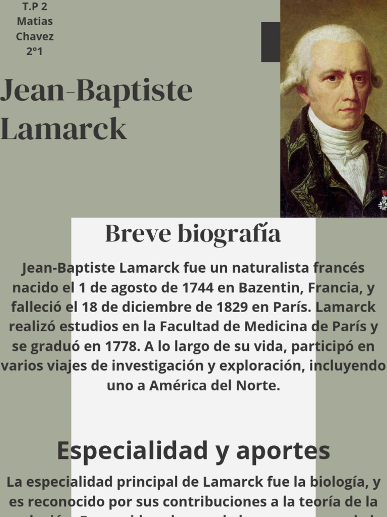 Jean Baptiste Lamarck | PDF | Ciencias sociales | Filosofía