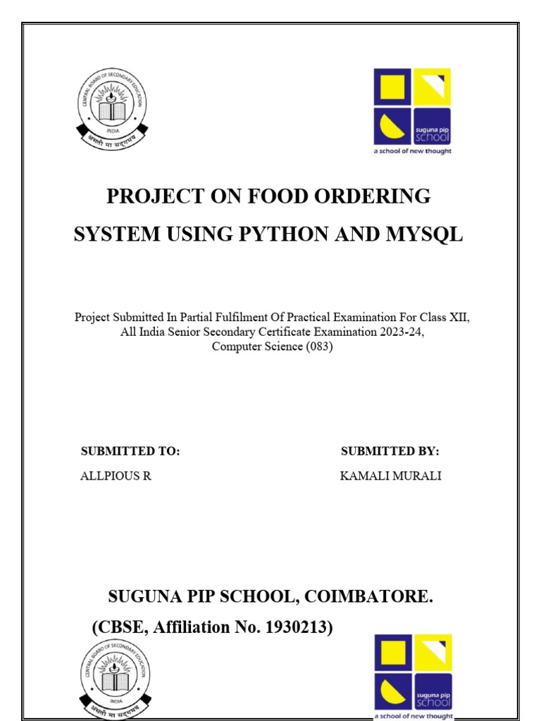 Cs Project - Food Ordering 2 | PDF