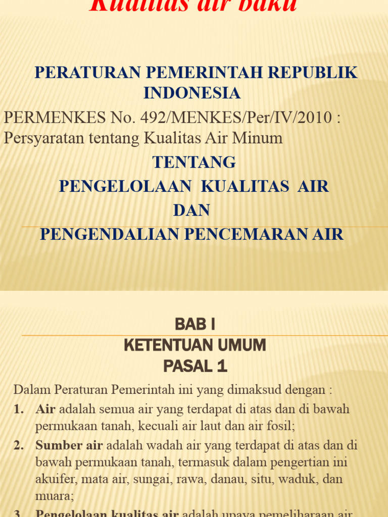 Kualitas Air Baku Dan Klasifikasi Air Baku | PDF | Sains & Matematika ...