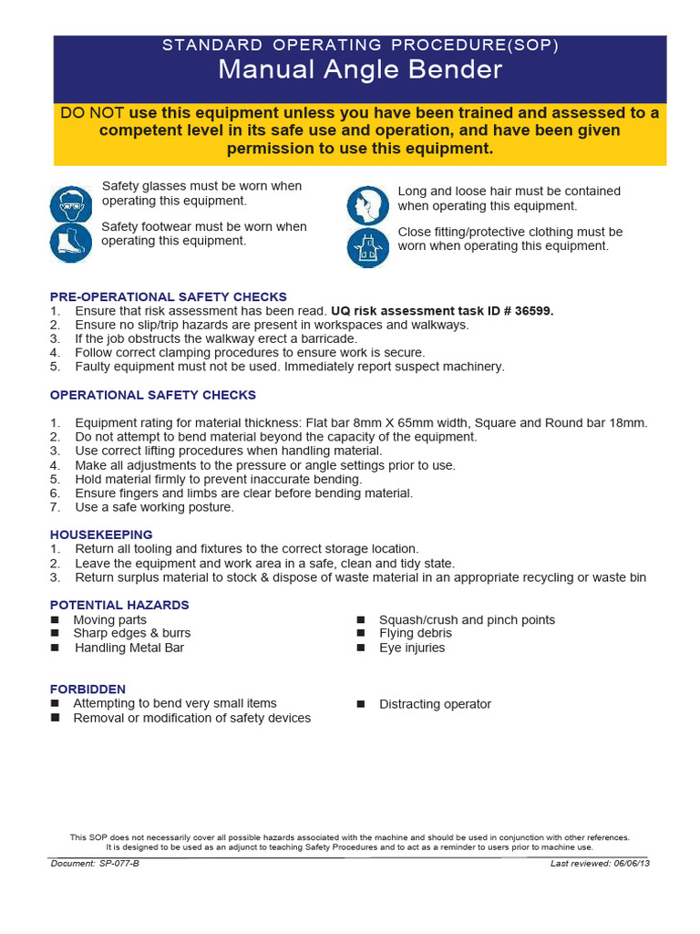 Sop Bar Bending | PDF