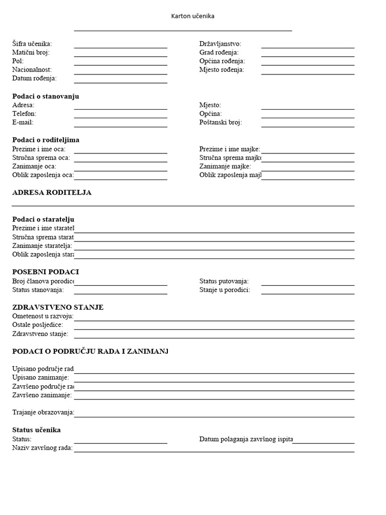 Obrazac Za Popuniti | PDF