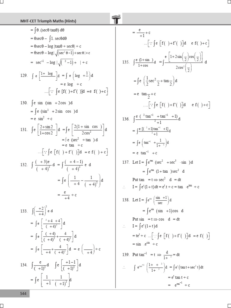 MHT Cet Triumph Maths Mcqs Based On Xi Xii Syllabus MH Board Sol 2 PDF 547 | PDF