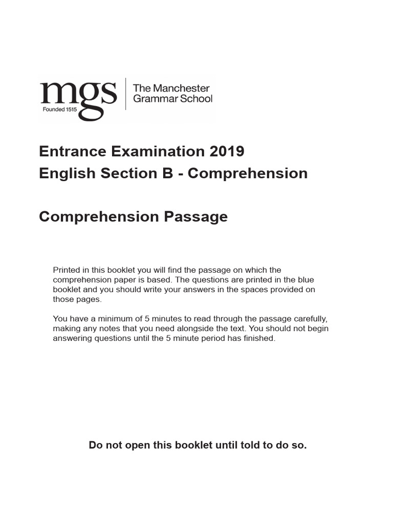 2019 English Comprehension Passage | PDF