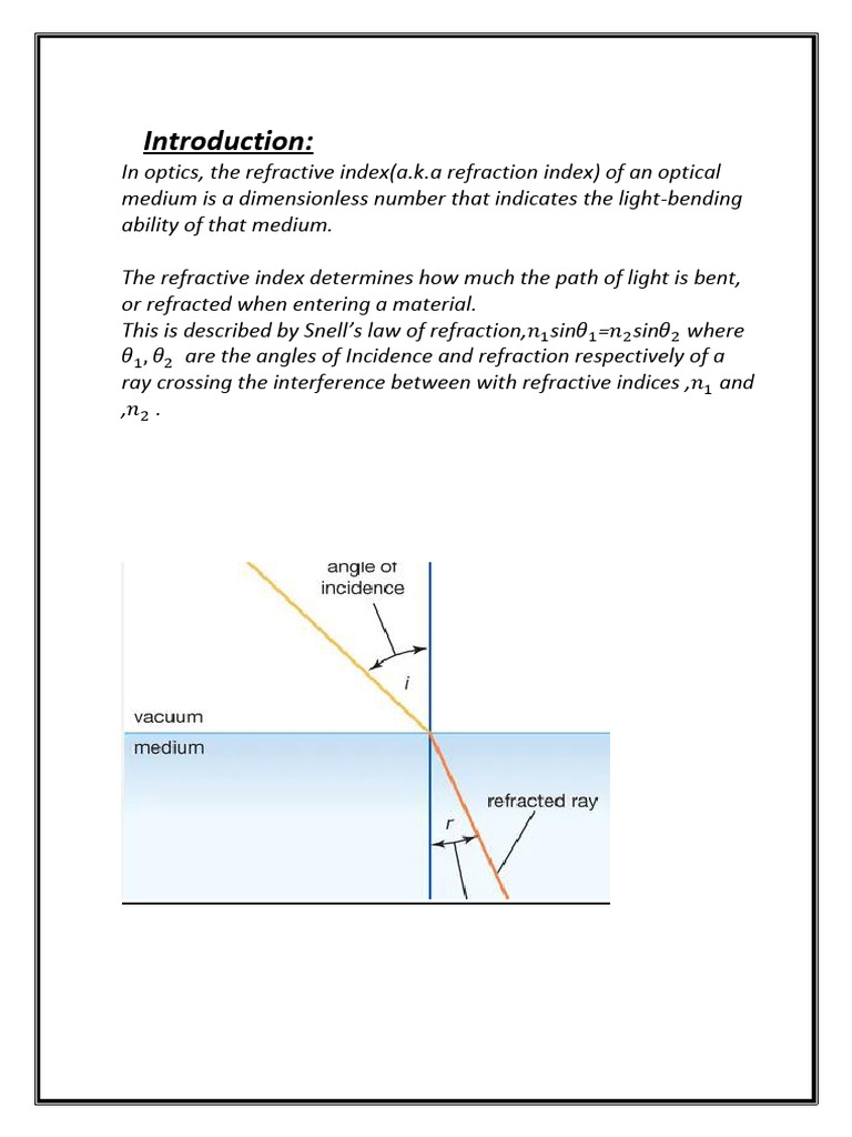 Refractive Index of Water and Oil | PDF | Teaching Methods & Materials ...