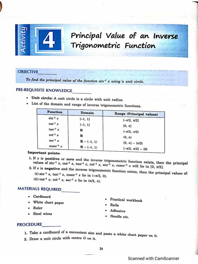 Maths Activity 3 Inverse Trigonomteric Function | PDF