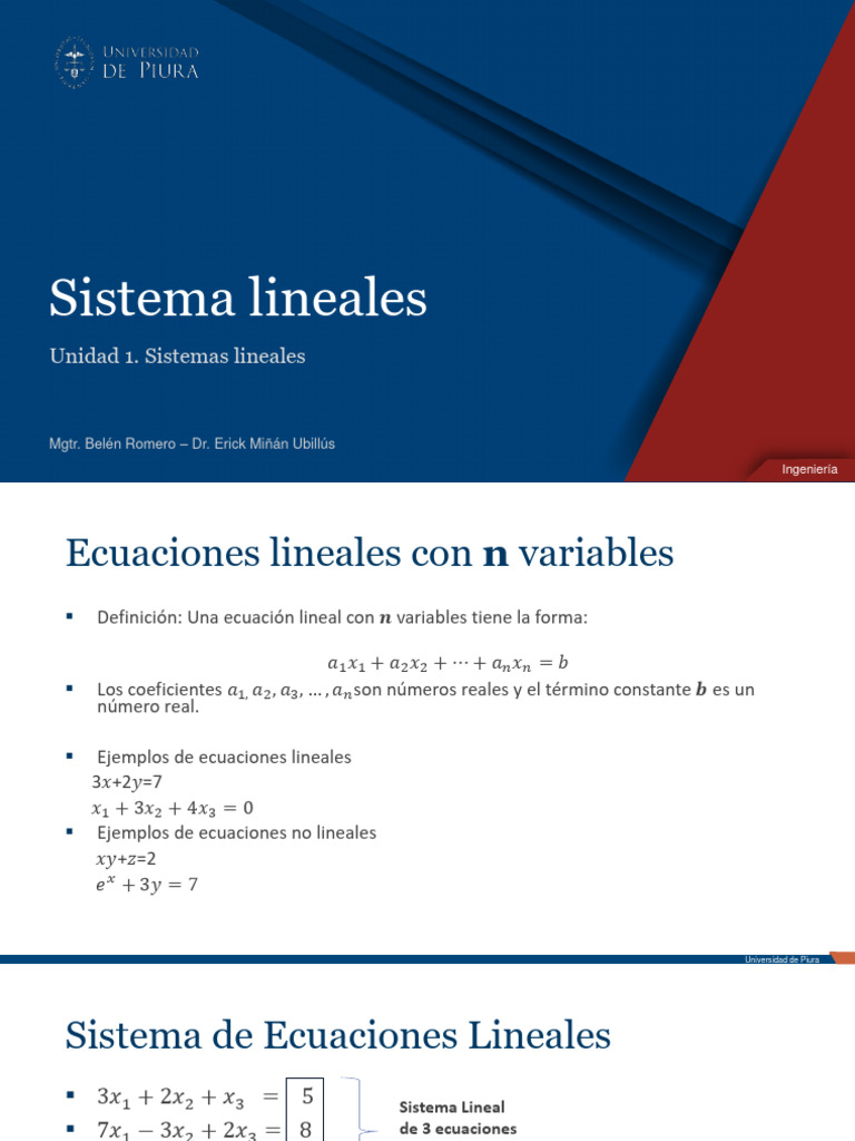 Sistema de Ecuaciones Lineales | PDF