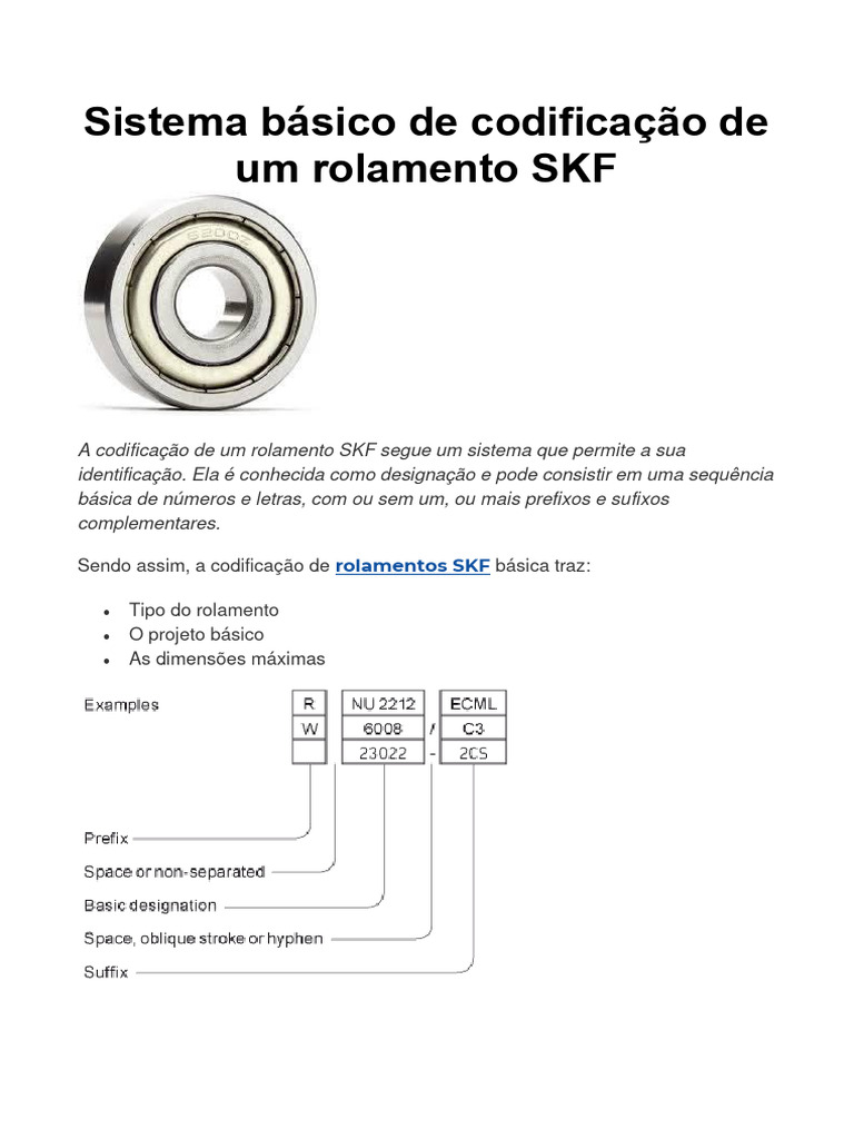 Codificação de Rolamentos SKF | PDF | Tecnologia e Engenharia