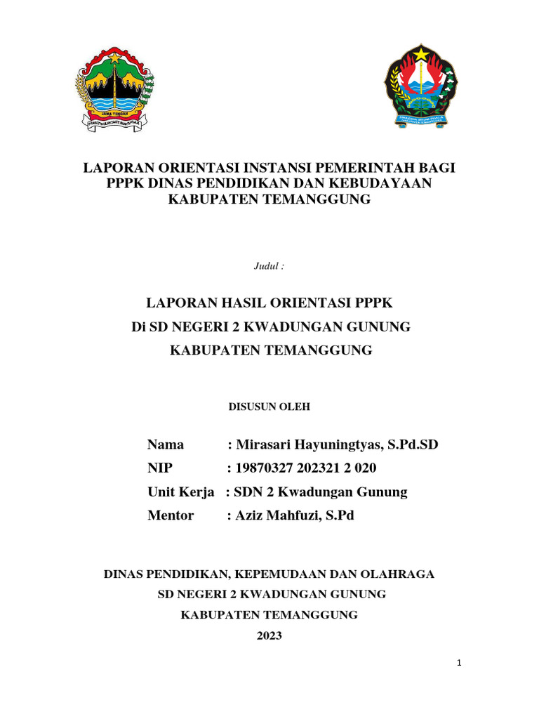 Laporan Orientasi PPPK Dinas Pendidikan Temanggung | PDF | Karier & Perkembangan | Bisnis