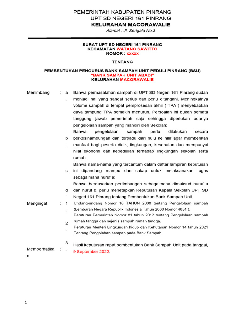 SK Bank Sampah | PDF