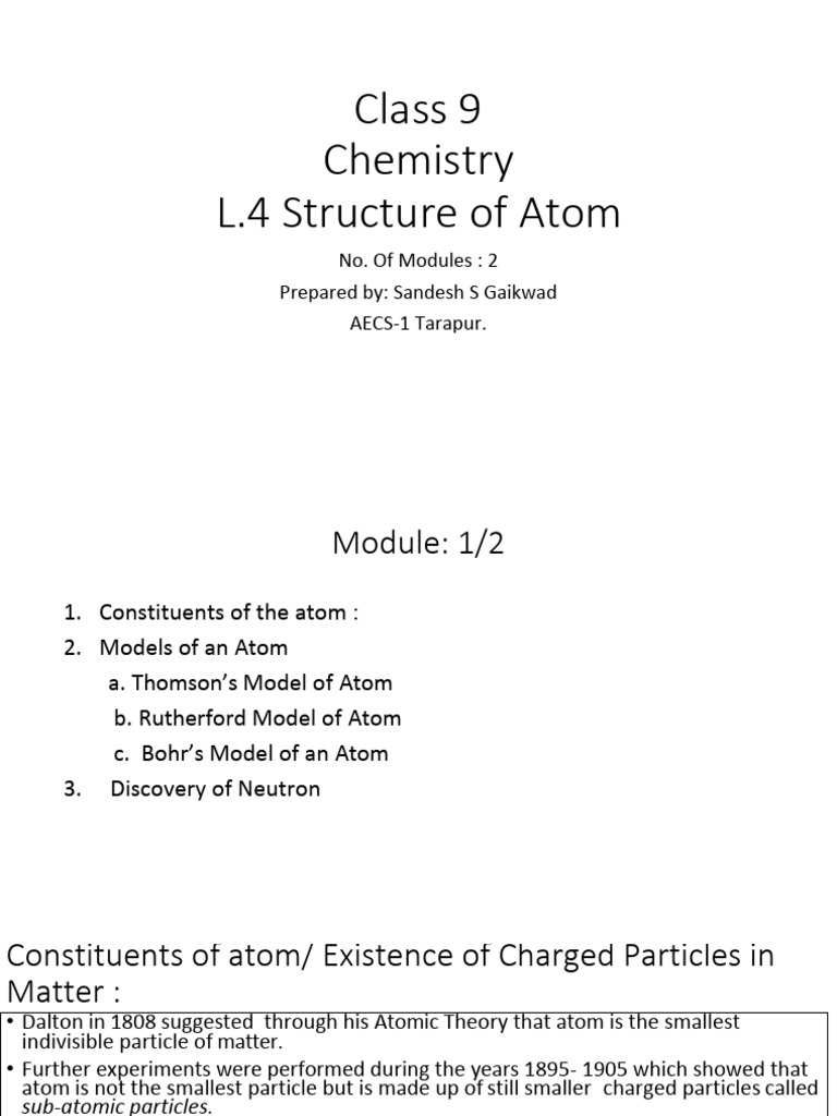 HANDOUT LESSON 4 CHEMISTRY IX Module 1 | PDF