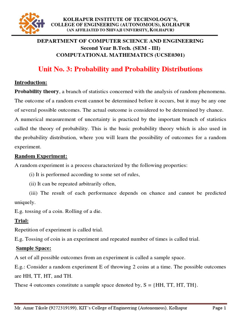 Unit 3. Probability and Probability Distributions | PDF