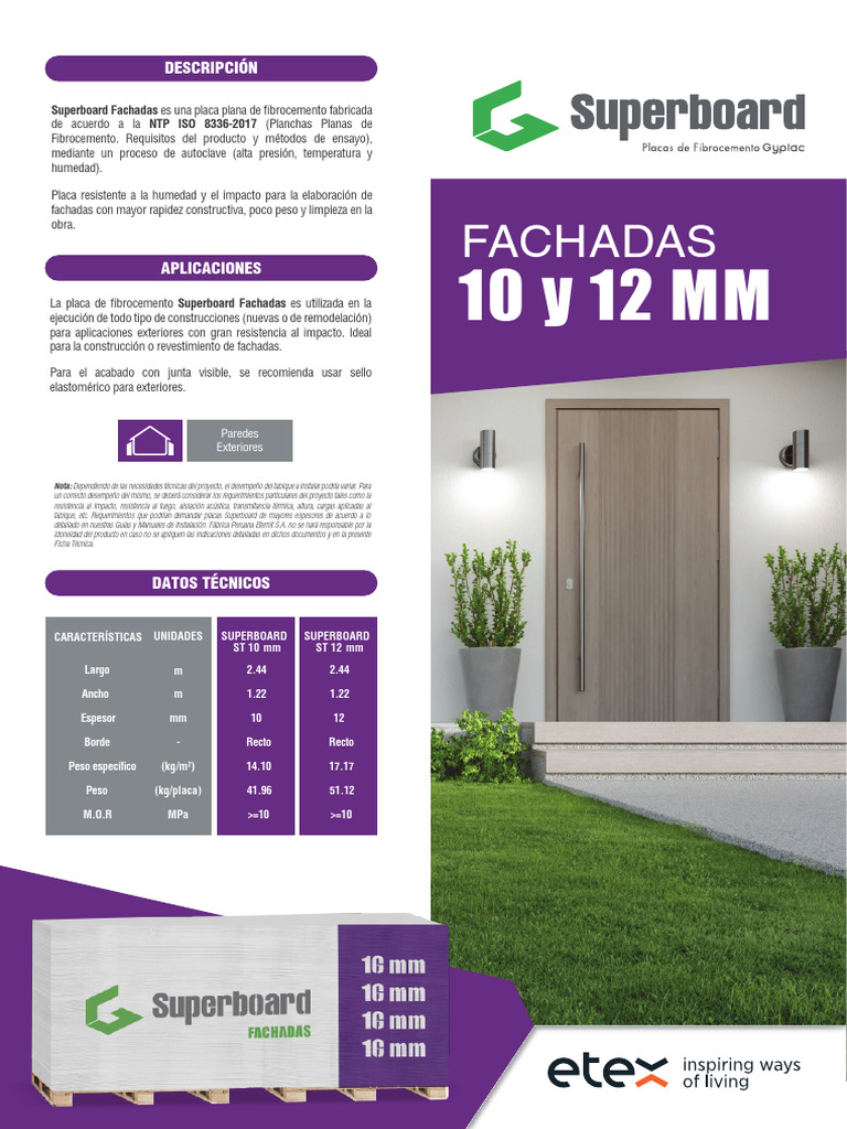 Ficha Tecnica Superboard Fachadas 10 y 12mm | PDF