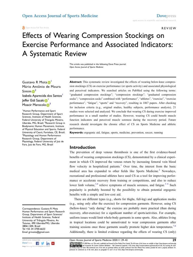 Effects of Wearing Compression Stockings On Exercise Performance and ...
