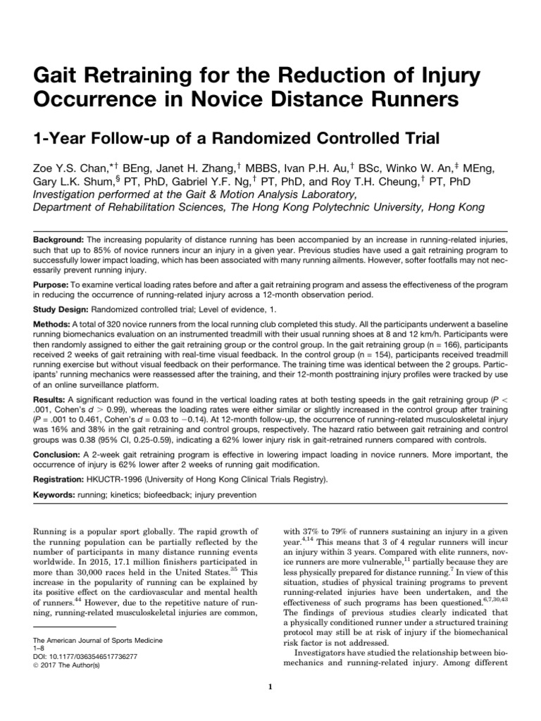 Gait Retraining For The Reduction of Injury Occurrence in Novice ...