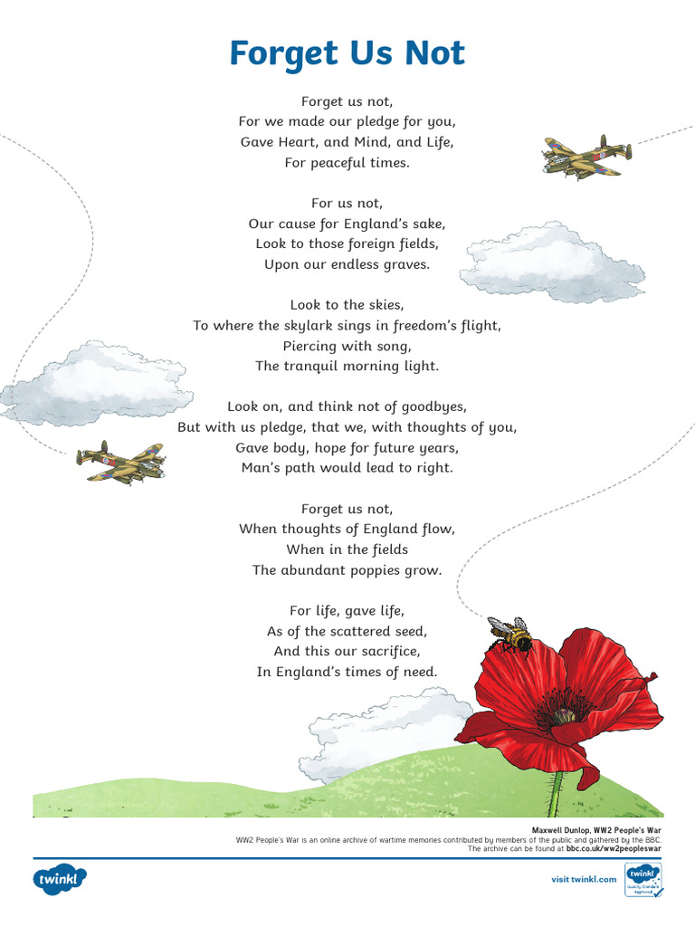 Forget Us Not Poem | PDF