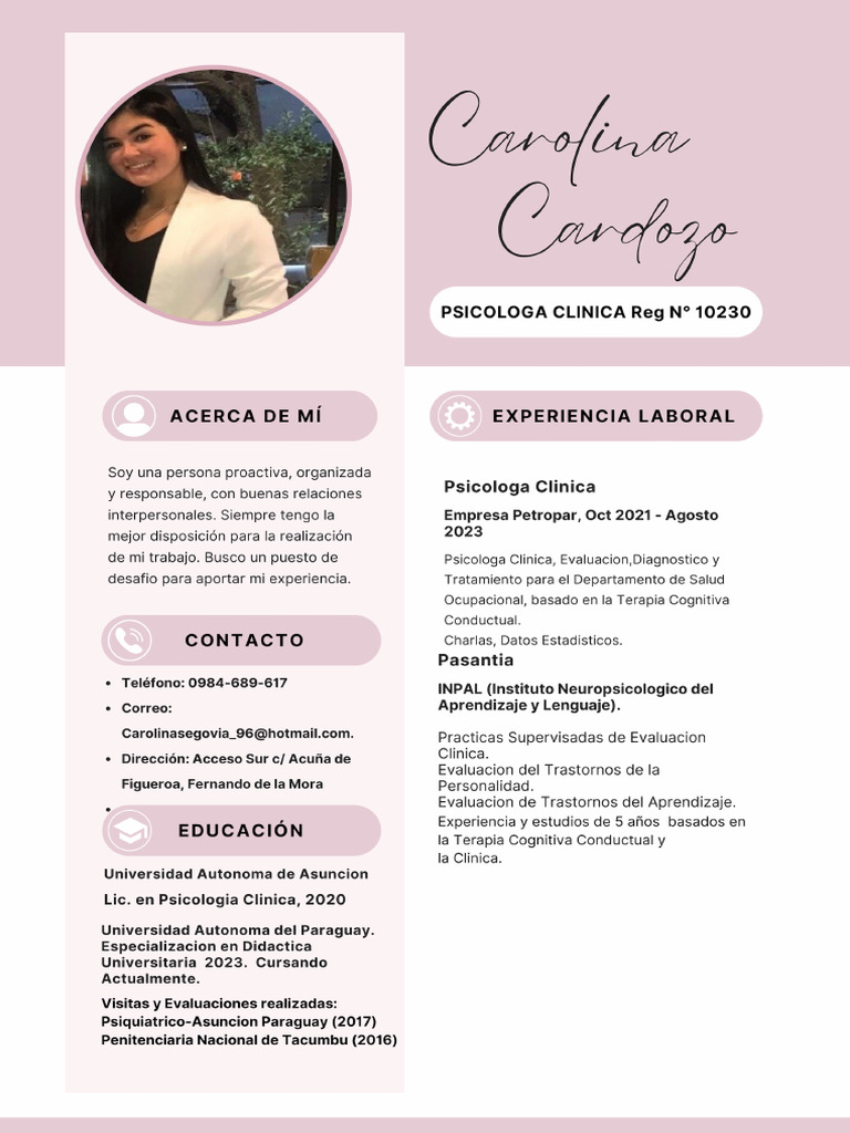 Curriculum Carolina Cardozo | PDF