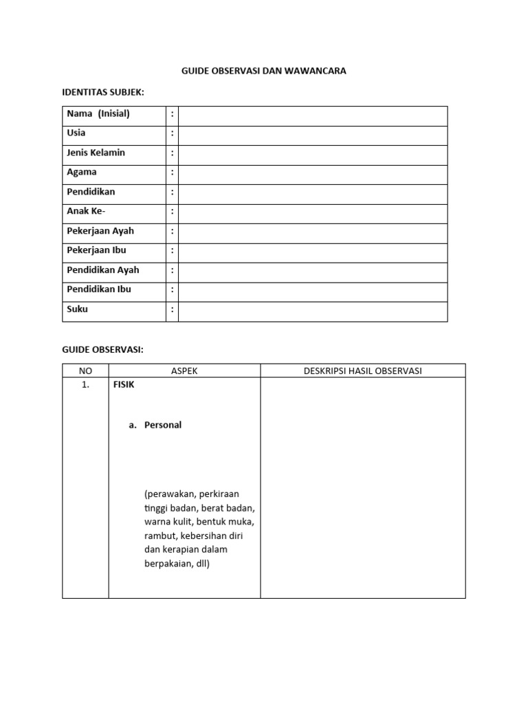 GUIDE OBSERVASI Dan WAWANCARA | PDF