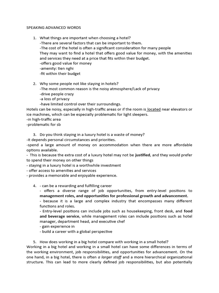 Speaking Advanced Words | PDF