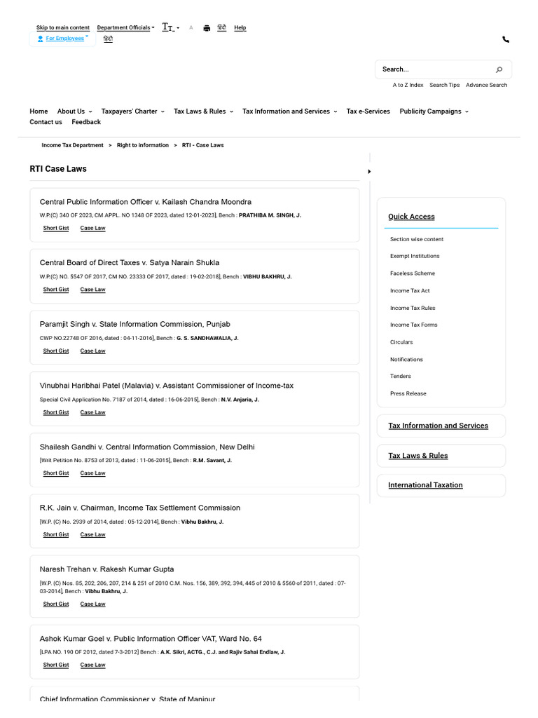 RTI - Case Laws | PDF