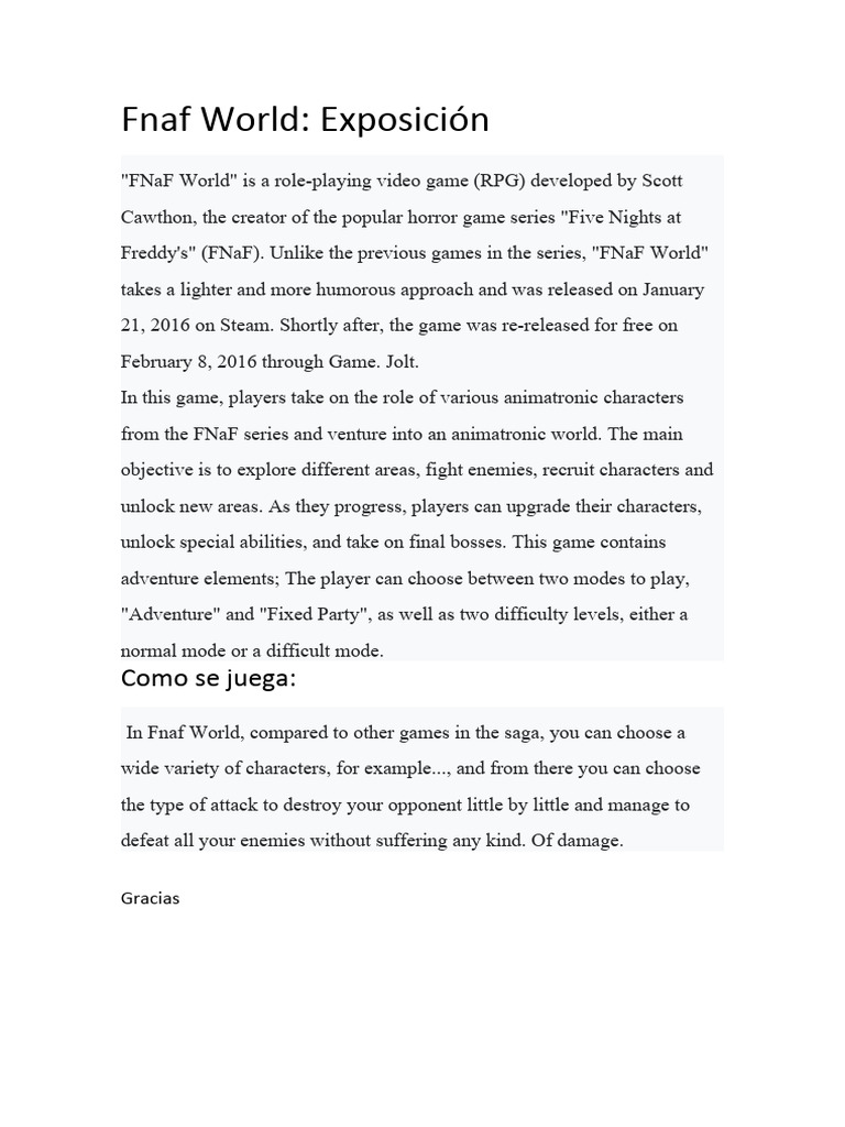 Fnaf World | PDF | Sports & Recreation | Games & Activities