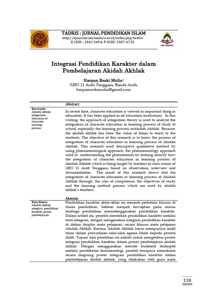 Integrasi Pendidikan Karakter Dalam Pemb | PDF