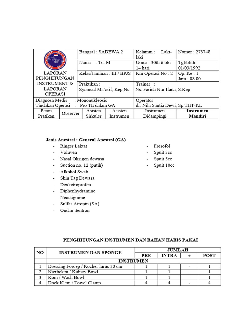Laporan Operasi | PDF