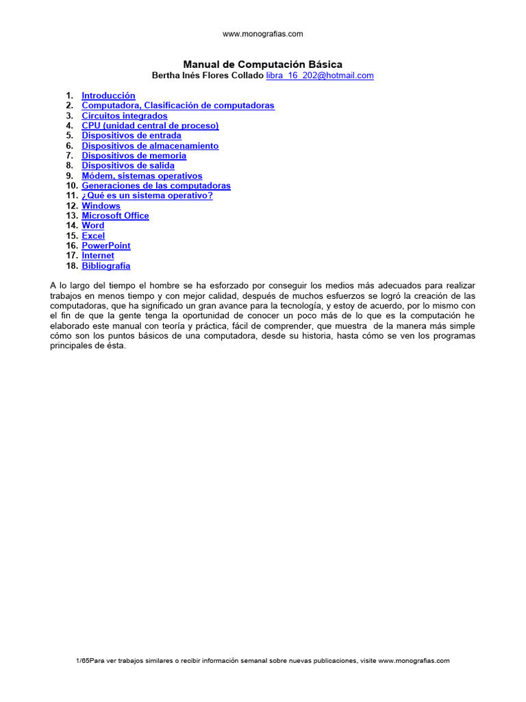 Manual Basico de Computacion | PDF | Unidad Central de procesamiento | Memoria de acceso aleatorio