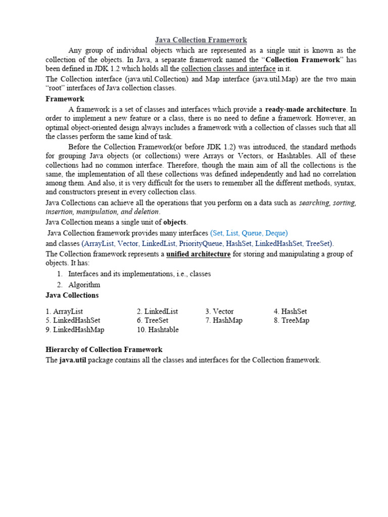 Java Collection Framework | PDF | Class (Computer Programming) | Method ... Java Collection Framework | PDF | Class (Computer Programming) | Method ...