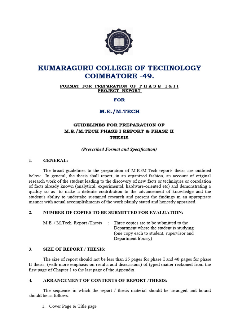 Pg Thesis Format Kct Phase 1 And 2 Aug 23 Pdf Thesis Writing
