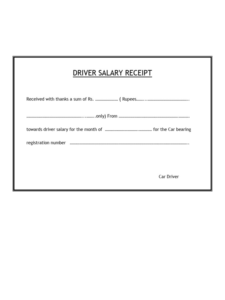 Driver Salary Receipt Template | PDF